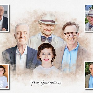 Custom Father's Day Gift, Four Generations Portrait, Memorial ...