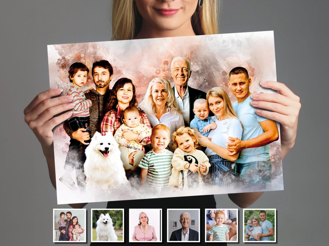 Memorial Portrait From Photos, Custom Remembrance Artwork, Personalized ...