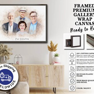 Custom Father's Day Gift, Four Generations Portrait, Memorial ...