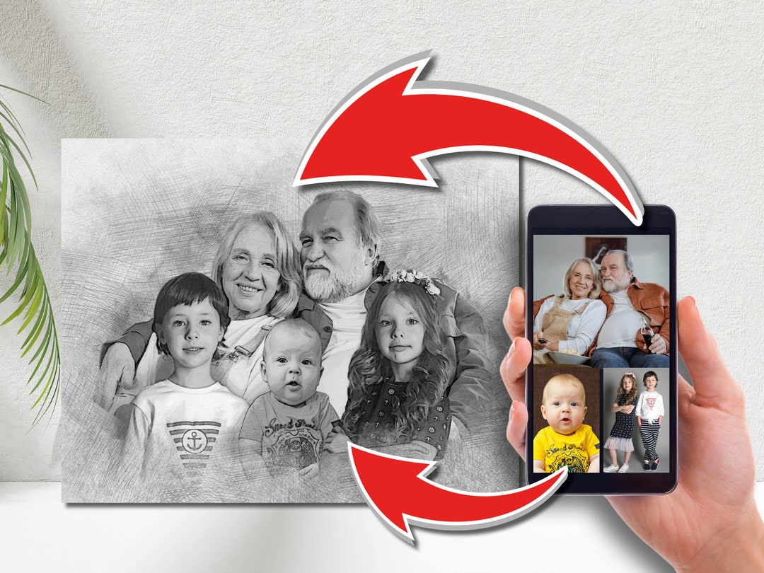 Memorial Drawing Deceased Grandparent, Memorial Gift for Grandparents ...