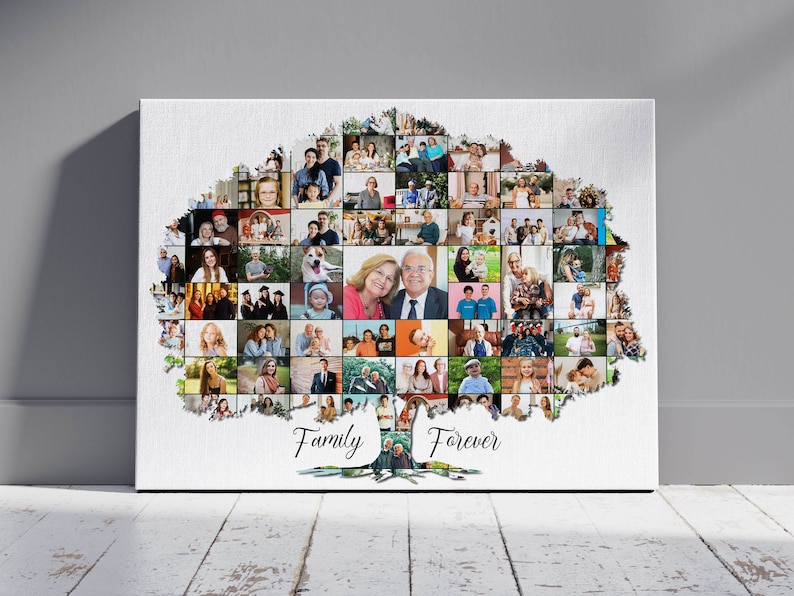 Family Tree Art Print Wall Art Canvas Family Tree Collage Custom ...