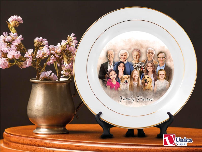 Personalized Gold Trim Ceramic Plate With Custom Photo - Perfect ...