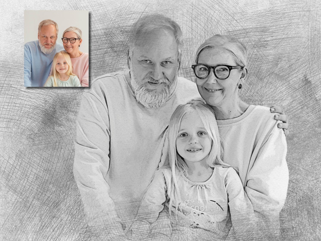 Charcoal Deceased Drawing, Add Passed Loved One to Photo, Personalized ...
