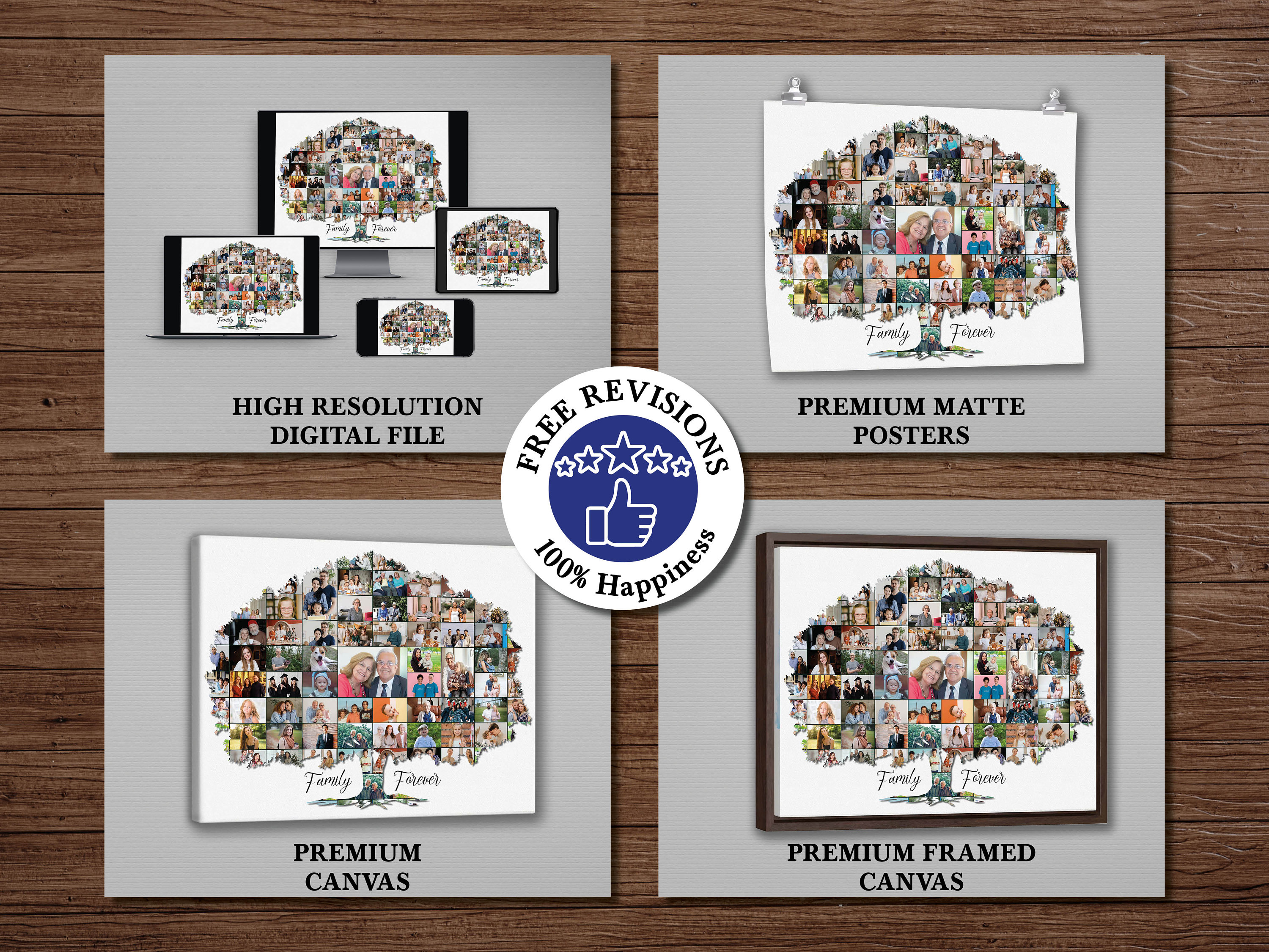 Family Tree Art Print Wall Art Canvas Family Tree Collage Custom ...