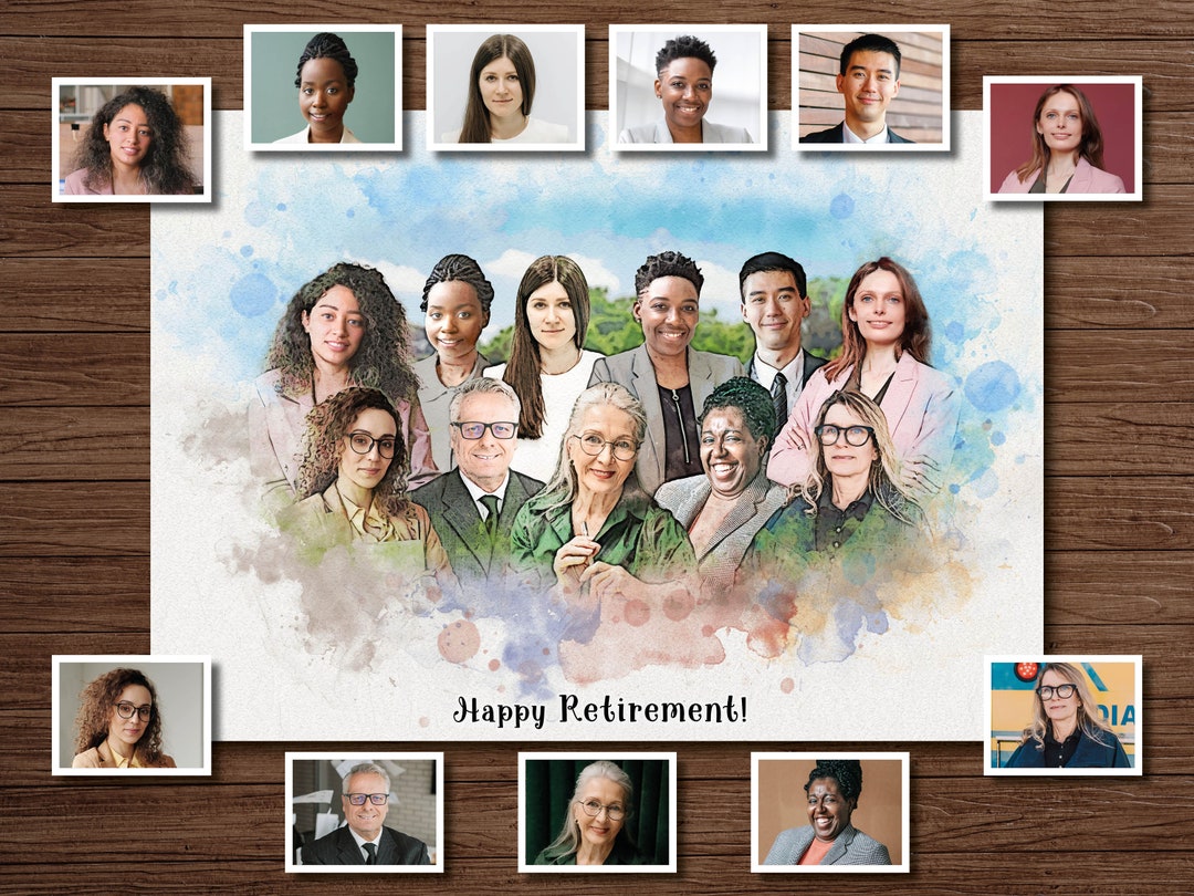 Goodbye Gift Collage Custom Portrait, Retirement Gift, Colleague ...