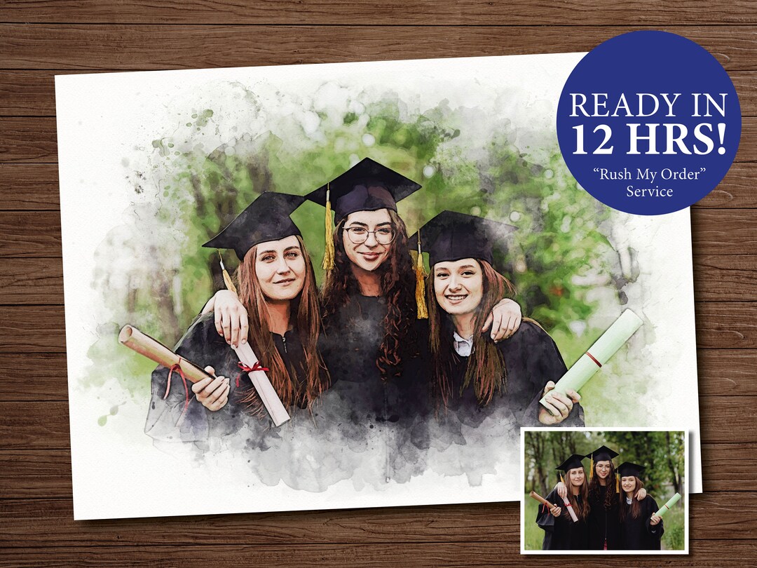 Personalized Watercolor Graduation Portrait: Custom Family Gift - Etsy