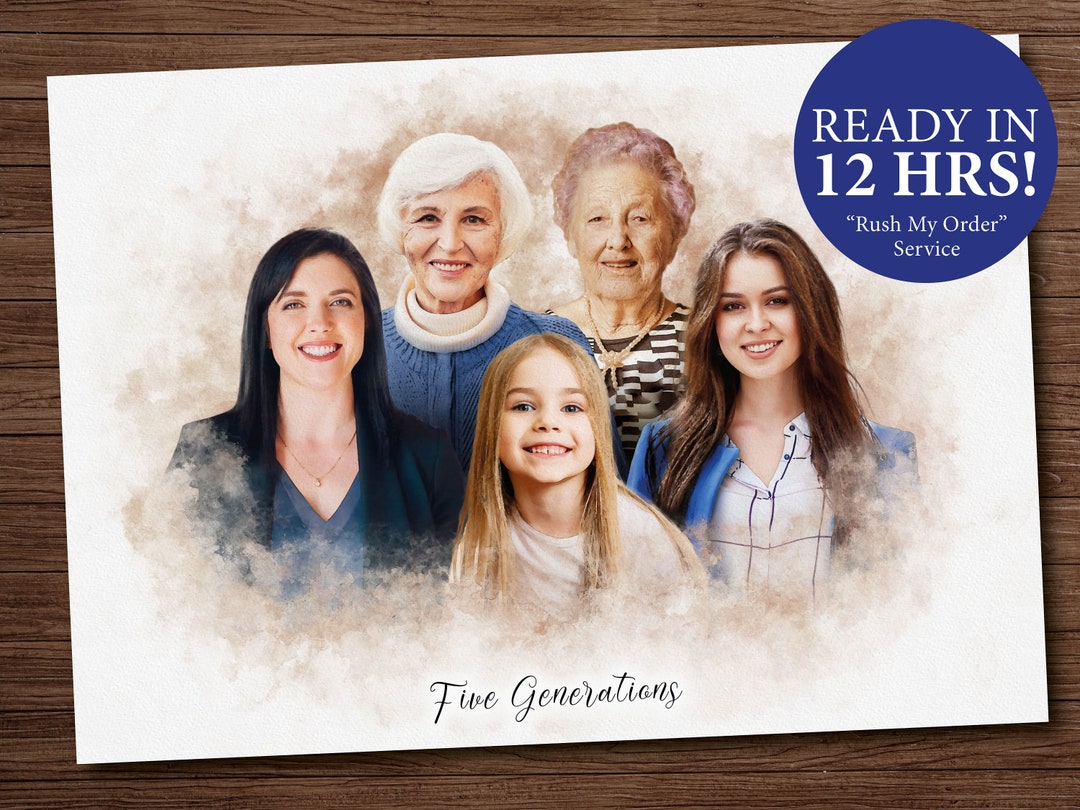 Custom Family Generations Portrait, Great Keepsake for Parents, Family ...