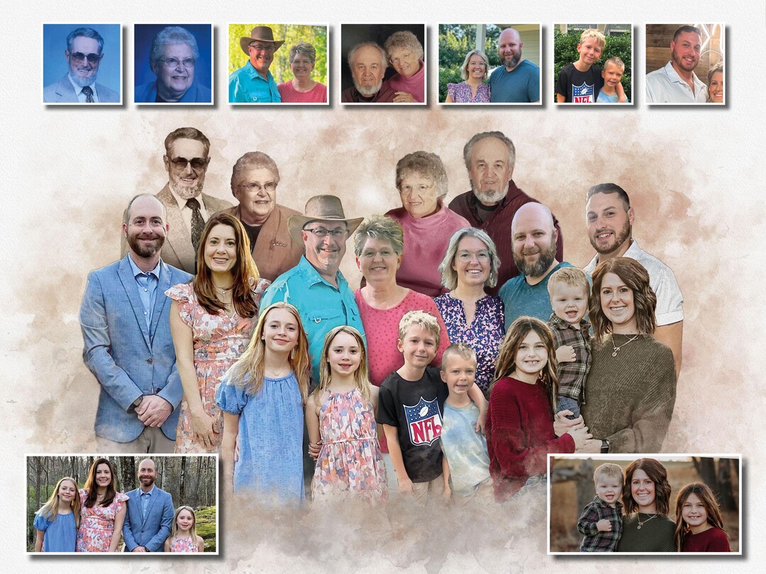 Personalized Family Portrait Collage: Memorial Keepsake Gift - Etsy