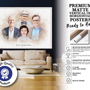 Custom Father's Day Gift, Four Generations Portrait, Memorial ...