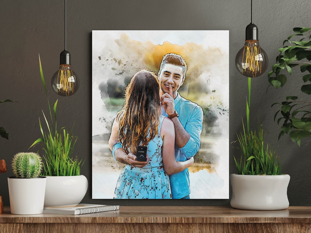 Personalized Couple Portrait Gift From Photo, Engagement Gift, Wedding ...