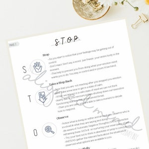 DBT STOP Skill Worksheet— Distress Tolerance Skill - Etsy