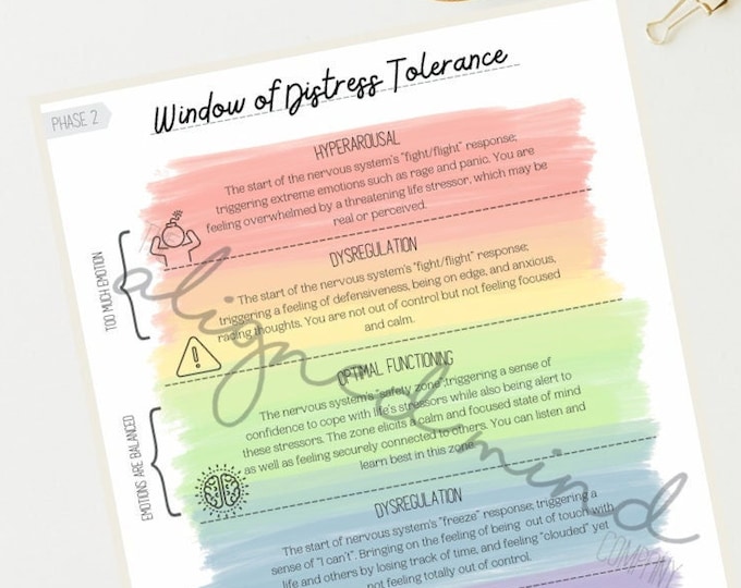 Window of Distress Tolerance Infographic & Worksheet- Digital Download ...