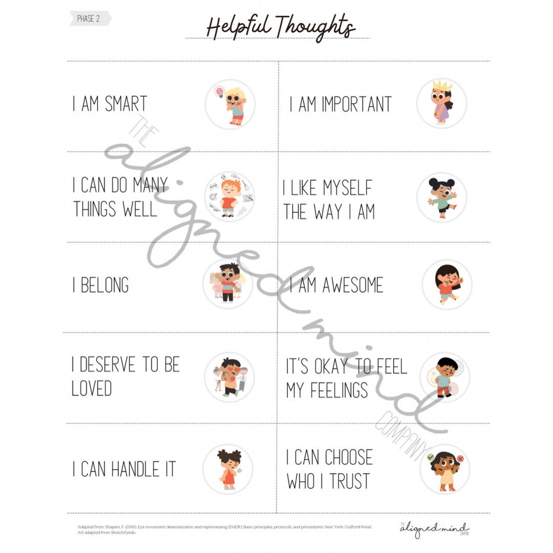 EMDR Positive & Negative Cognitions for Children— Helpful and Mixed-up ...