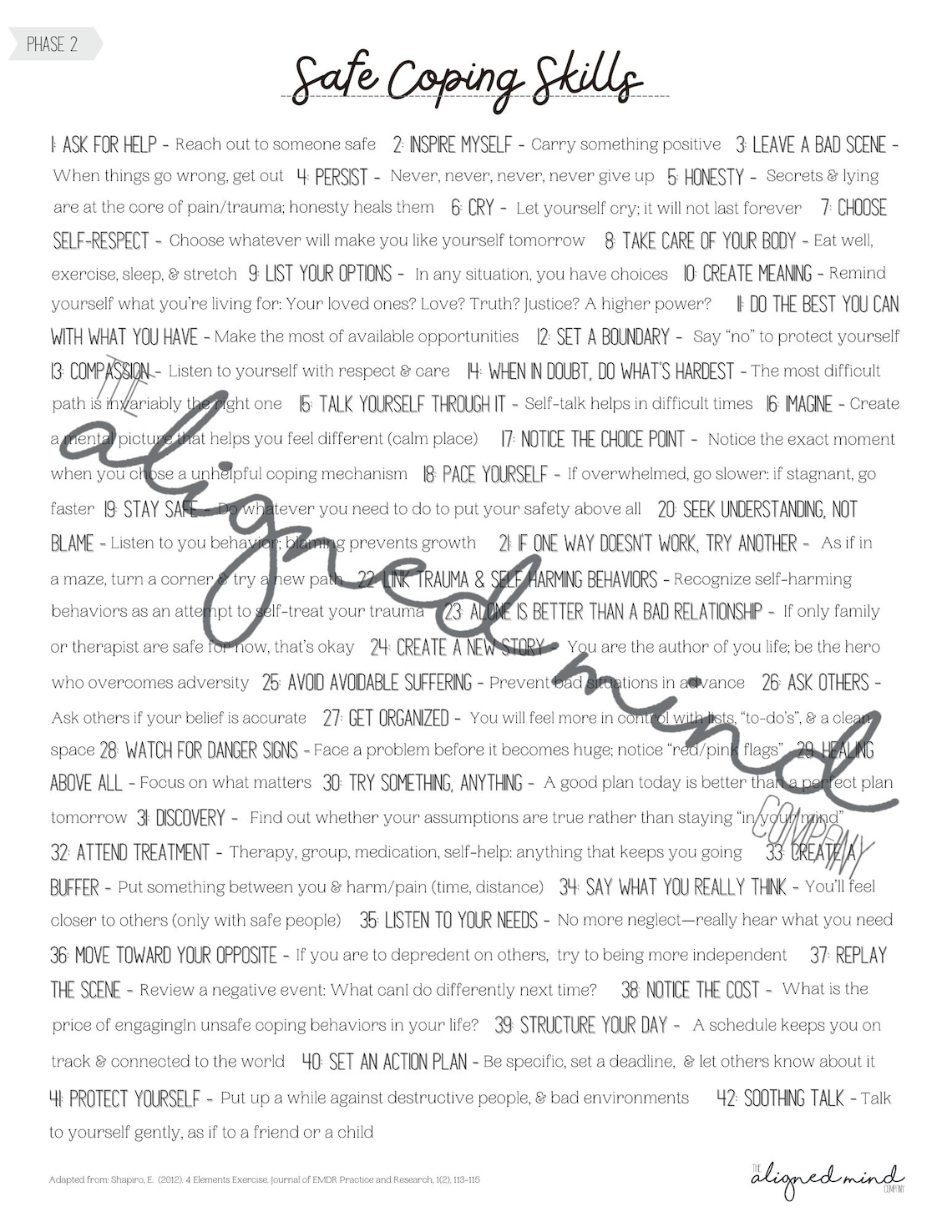 Seeking Safety - Safe Coping Skills — - Etsy