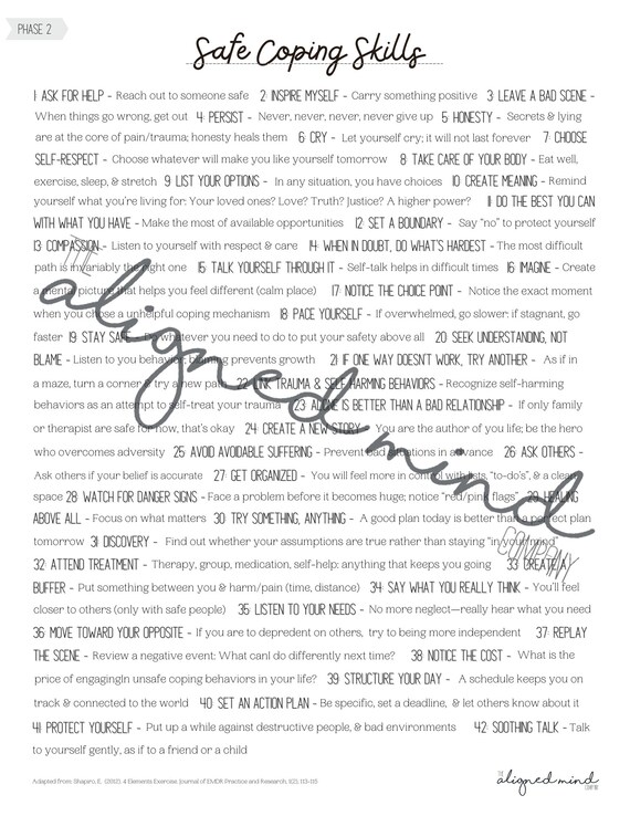 Seeking Safety Coping Skill Sheet Effective Coping Skills For Self