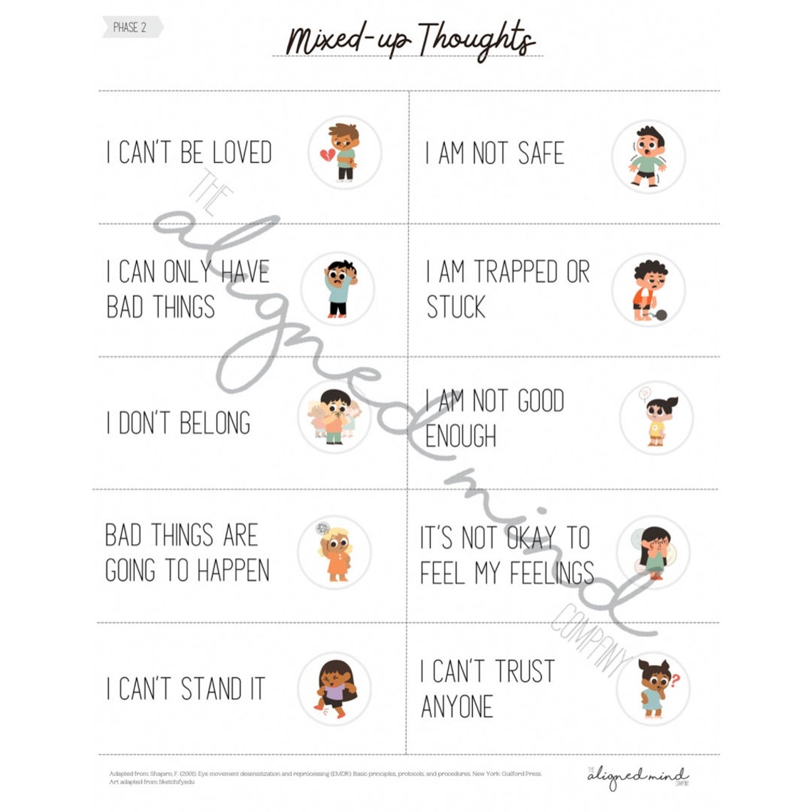 EMDR Positive & Negative Cognitions for Children— Helpful and Mixed-up ...