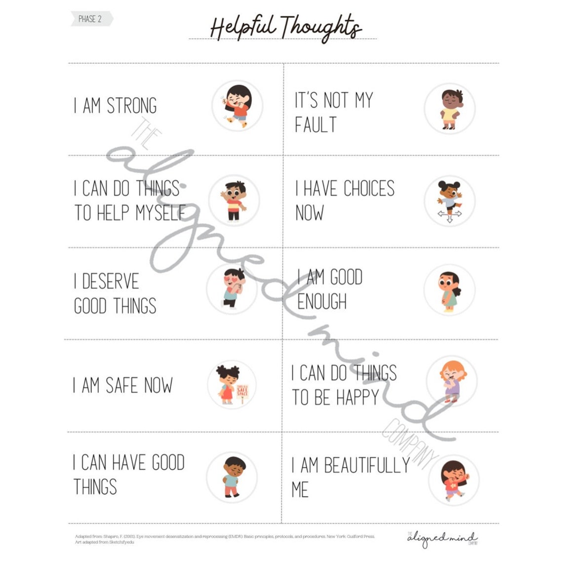 EMDR Positive & Negative Cognitions for Children— Helpful and Mixed-up ...