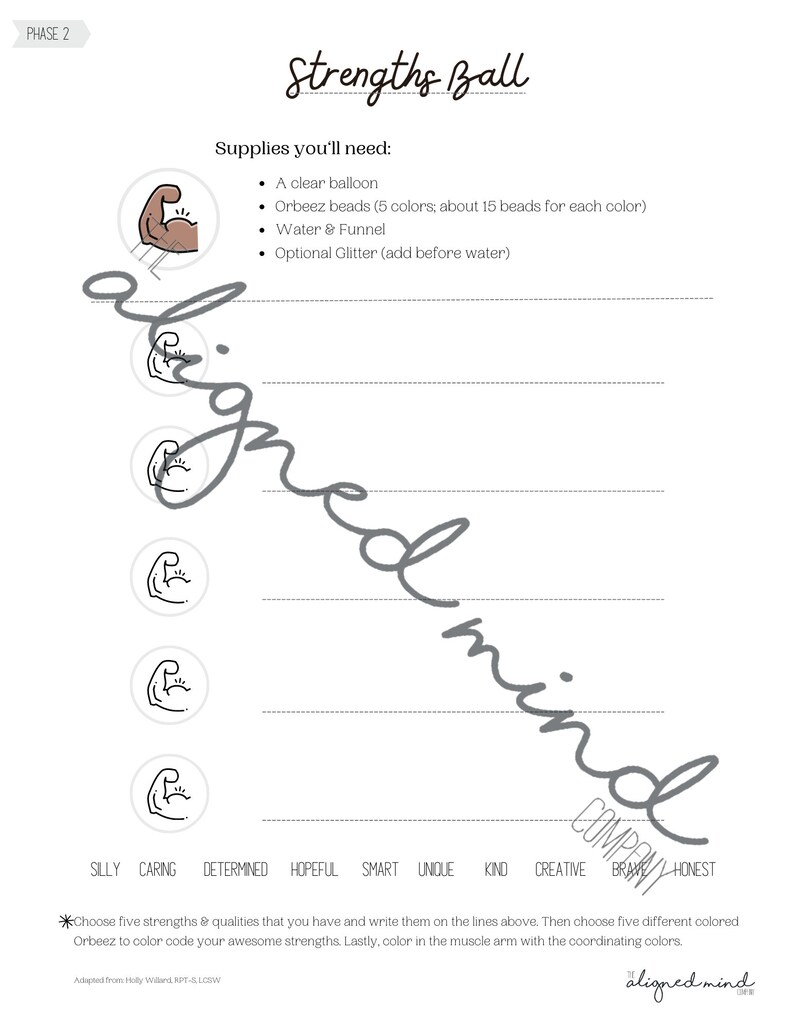Strengths Ball Worksheet— Play Therapy - Etsy