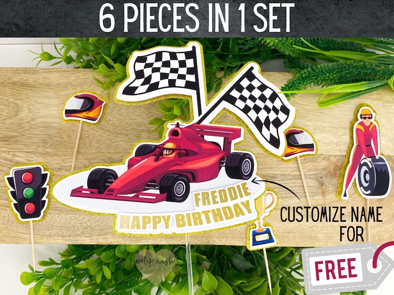 RACING Car Cake Topper & Cupcake Toppers Personalized Birthday - Etsy