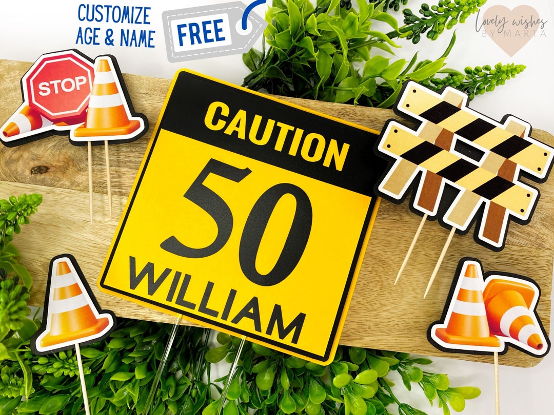 Diy Tools Cake Topper Sign Roadwork Number Cake - Etsy UK