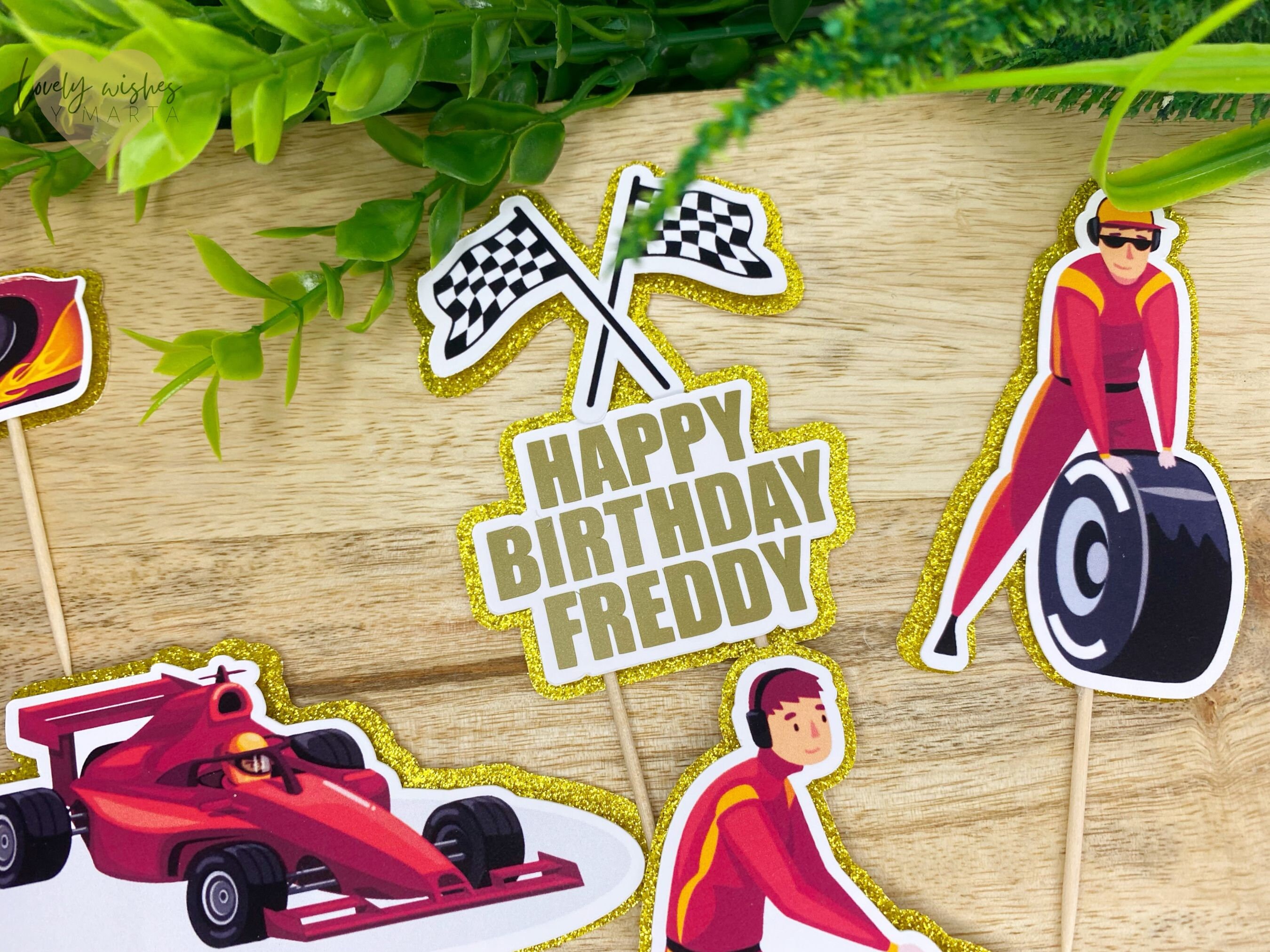 RACING Car Cake Topper & Cupcake Toppers Personalized Birthday - Etsy