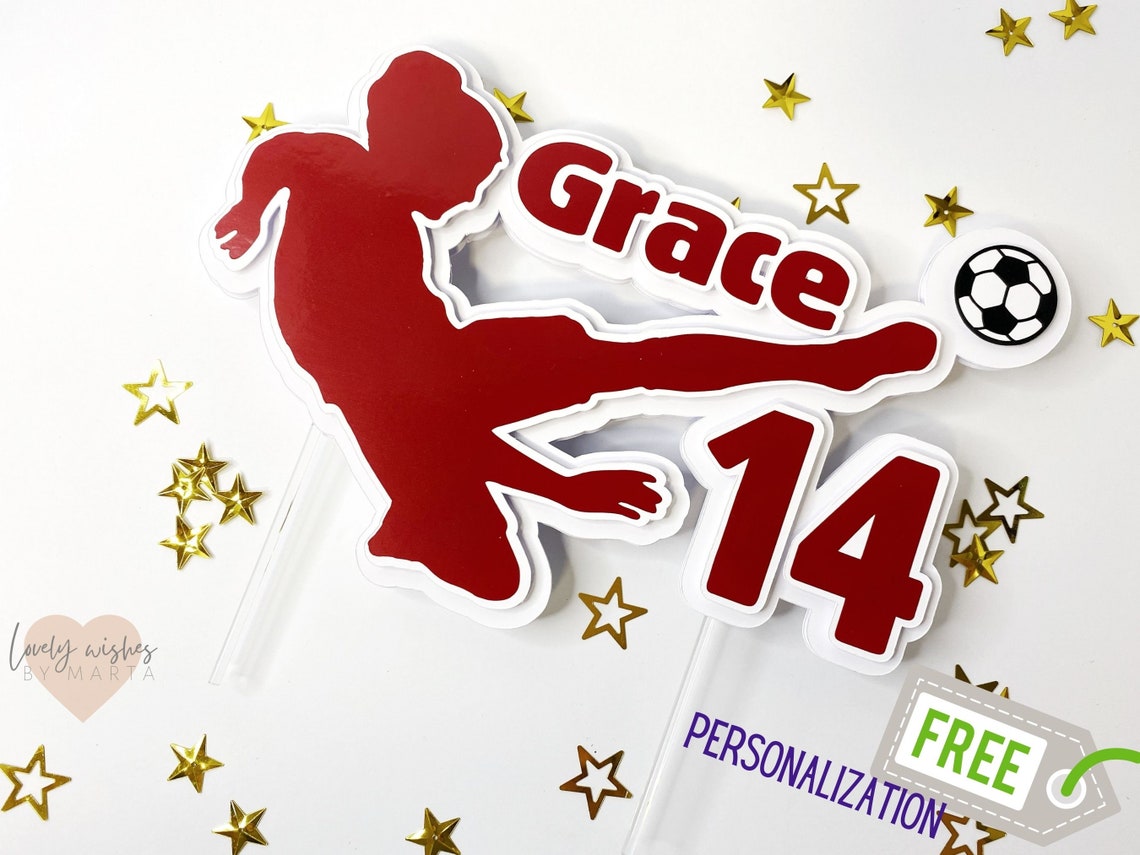Girl Soccer Birthday Cake Topper Personalized Women Football - Etsy