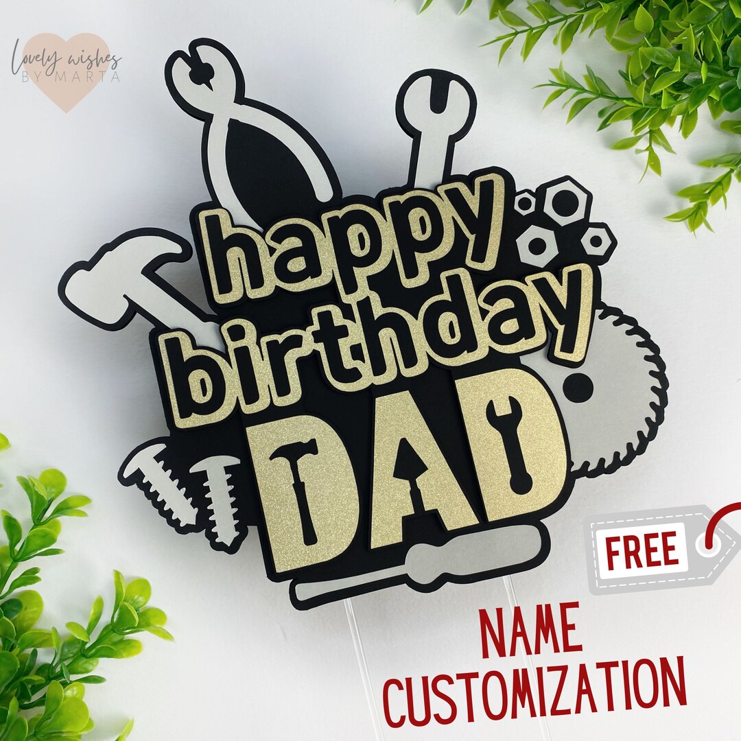 Tools Builder Personalized Cake Topper Glitter Birthday Cake Decoration ...