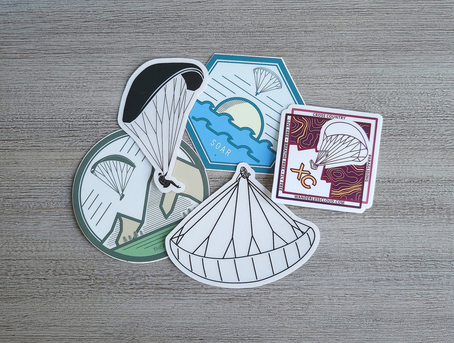 Paragliding Sticker Variety Pack 2 (5 Pack) - Etsy