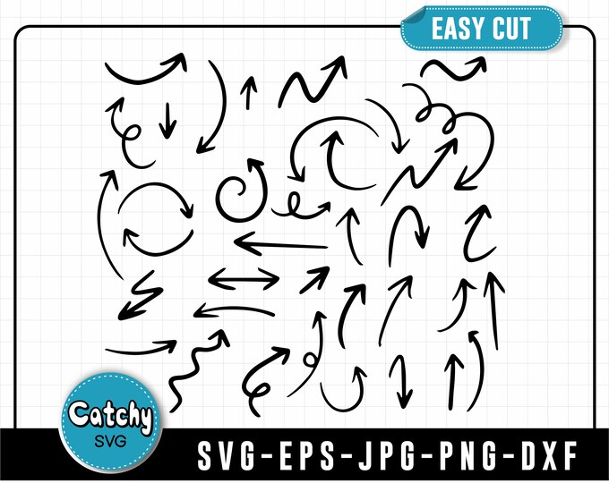 Hand Drawn Arrows Clipart Set, Arrow Vector Graphics, Commercial Use ...