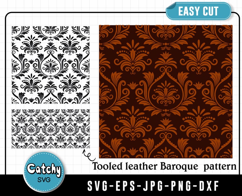 Tooled Leather Svg, Baroque Seamless Tumbler Png, Seamless Pattern Svg ...