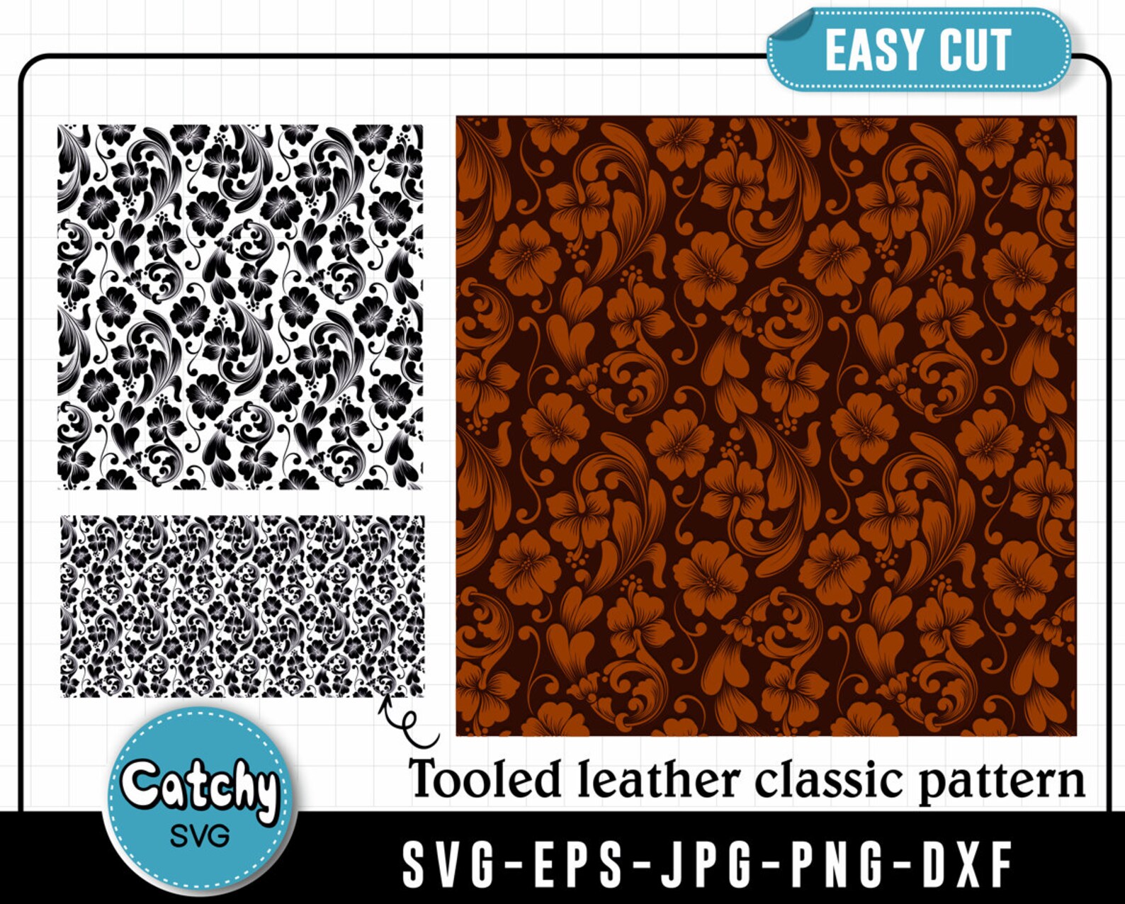 Tooled Leather Svg, Classic Seamless Tumbler Png, Seamless Pattern Svg ...