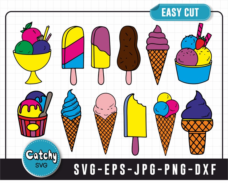 Ice Cream Svg Bundle, Ice Cream Cone Svg, Ice Cream Png, Ice Cream ...