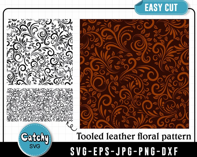 Tooled Leather Svg,floral Seamless Tumbler Png, Seamless Pattern Svg ...