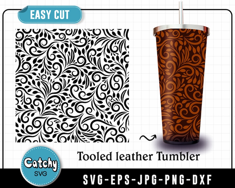 Tooled Leather Svg,floral Seamless Tumbler Png, Seamless Pattern Svg ...