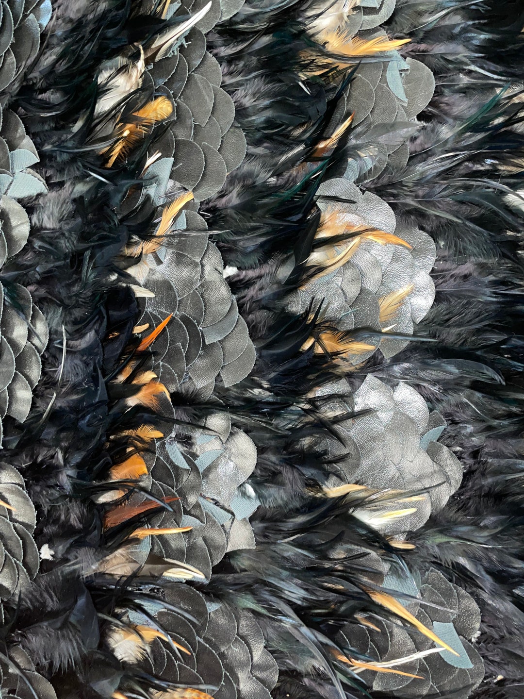 Beautiful and Unique Rooster and Ostrich Feather Fabric by the Yard - Etsy