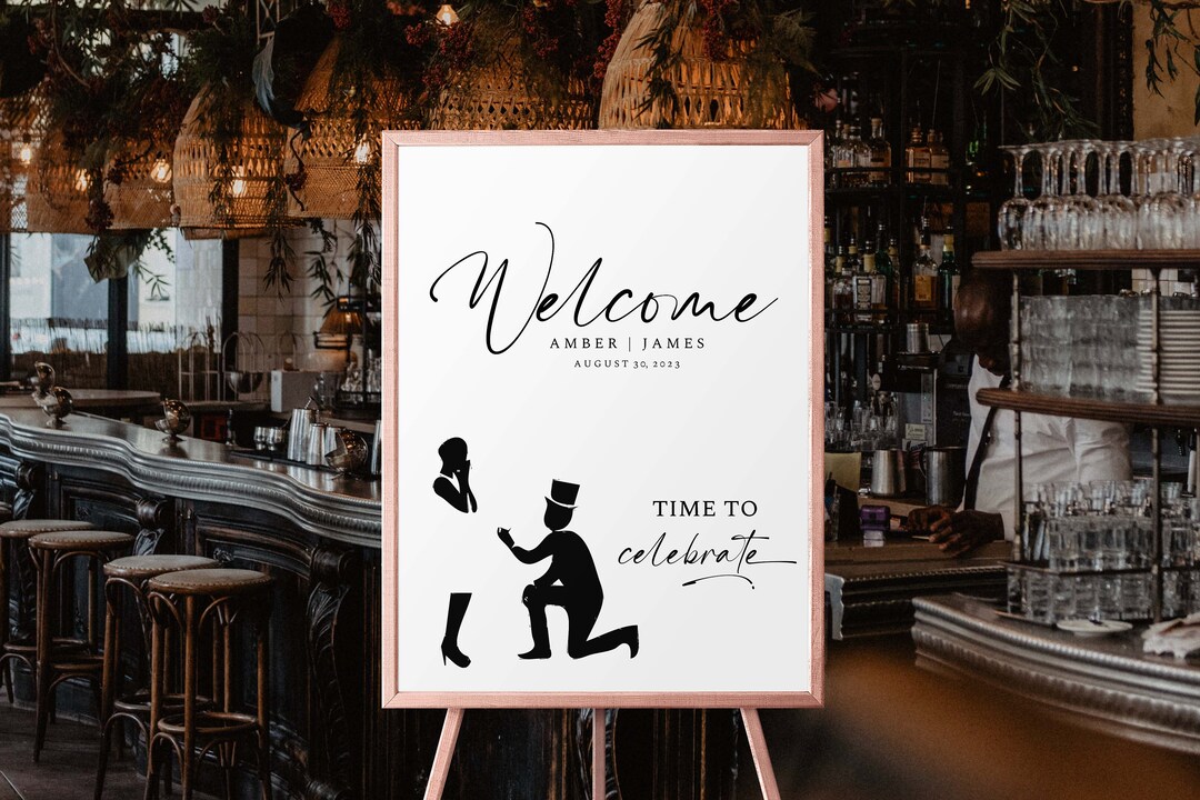 RETRO Engagement Party Welcome Poster Template, 18x24", Editable ...