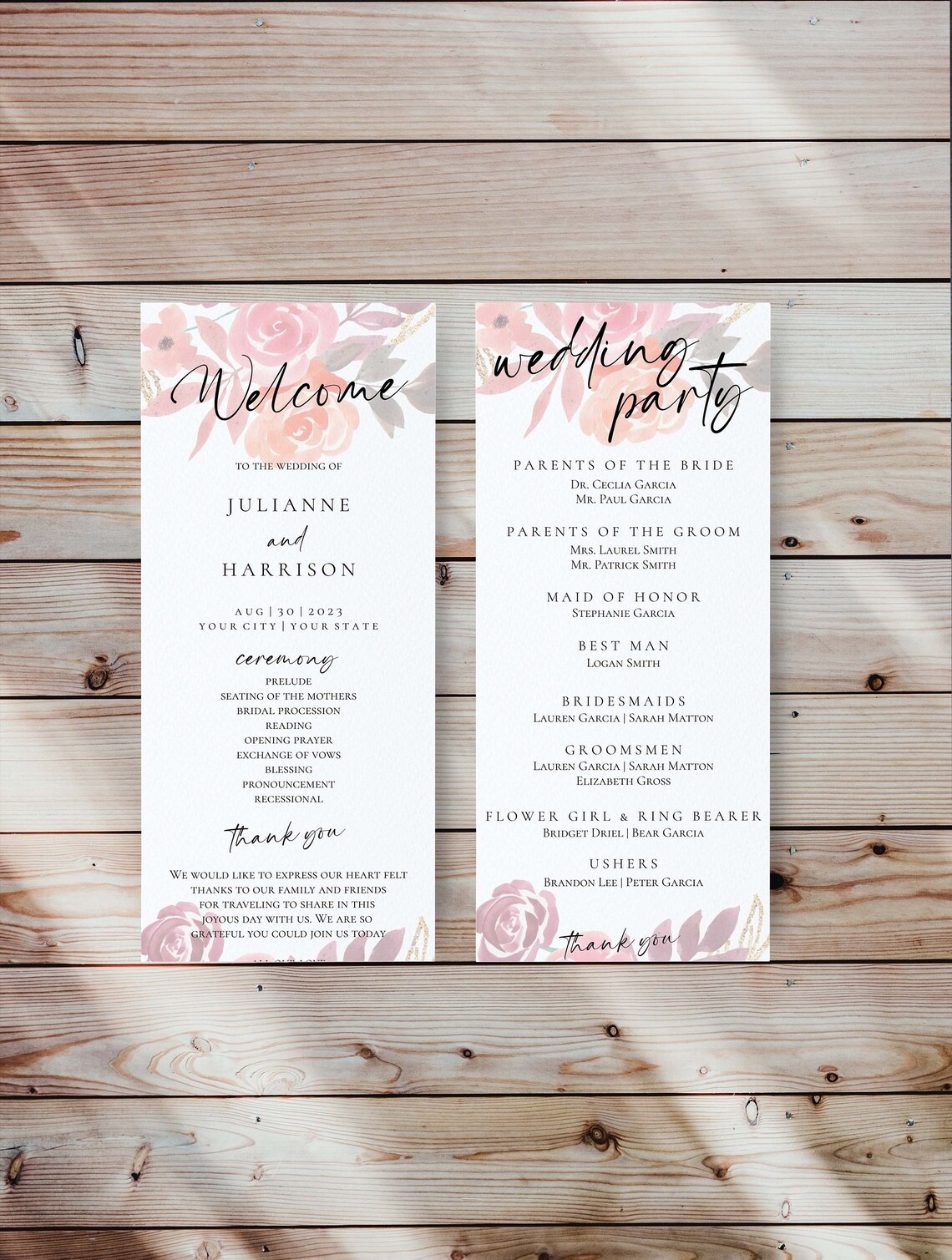 PRINTABLE DIY Wedding Program, Editable Ceremony Program, Personalized ...