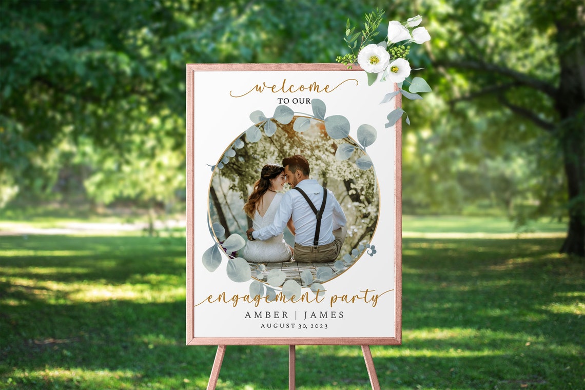 Classic Engagement Party Welcome Poster Template, 18x24", Editable ...