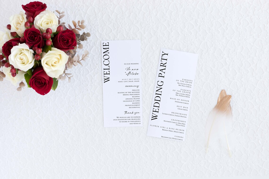 PRINTABLE DIY Wedding Program, Minimalist Editable Ceremony Program ...