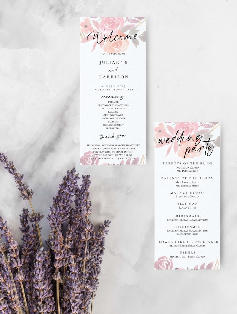 PRINTABLE DIY Wedding Program, Editable Ceremony Program, Personalized ...