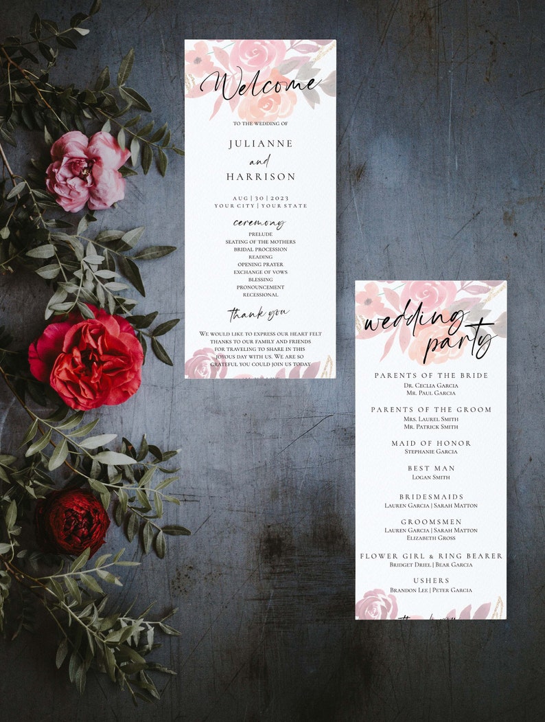 PRINTABLE DIY Wedding Program, Editable Ceremony Program, Personalized ...