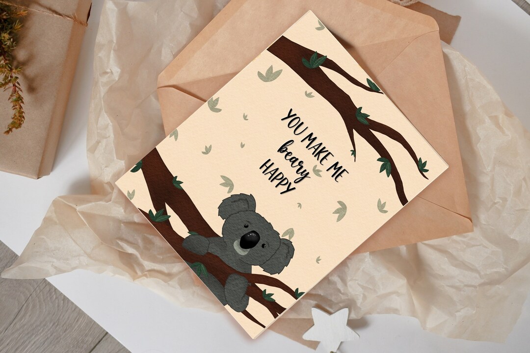 PRINTABLE Koala Bear Valentine, Happy Valentine’s Day Card, Digital ...