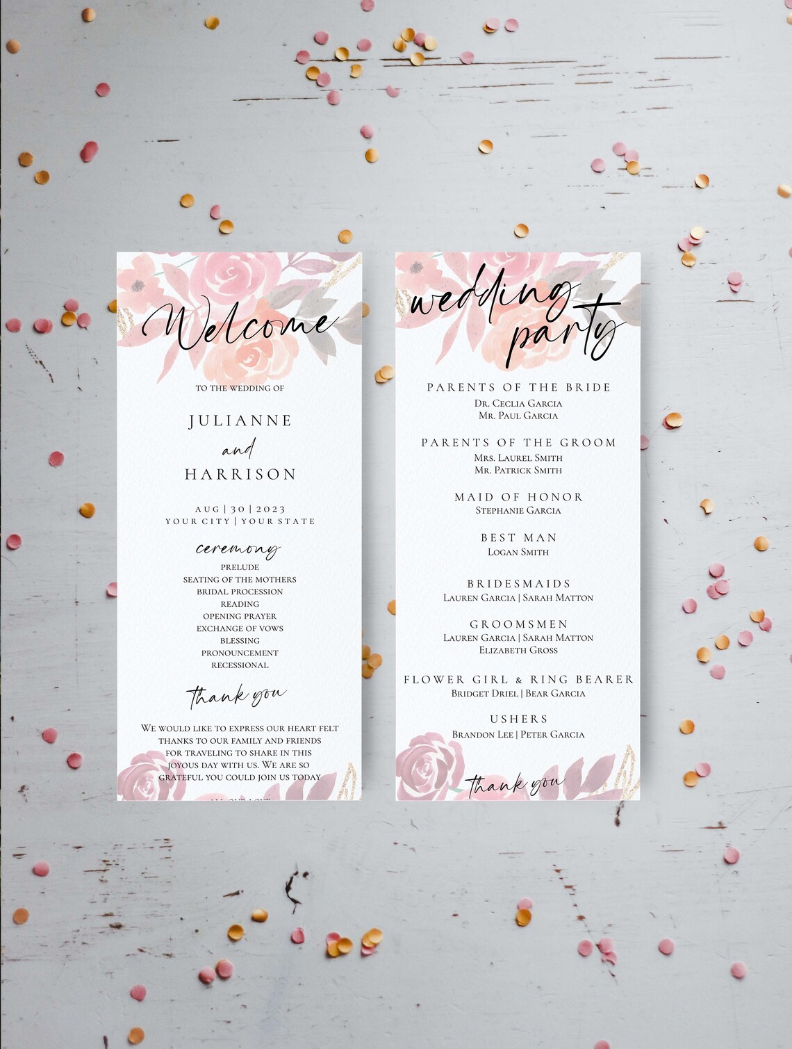 PRINTABLE DIY Wedding Program, Editable Ceremony Program, Personalized ...