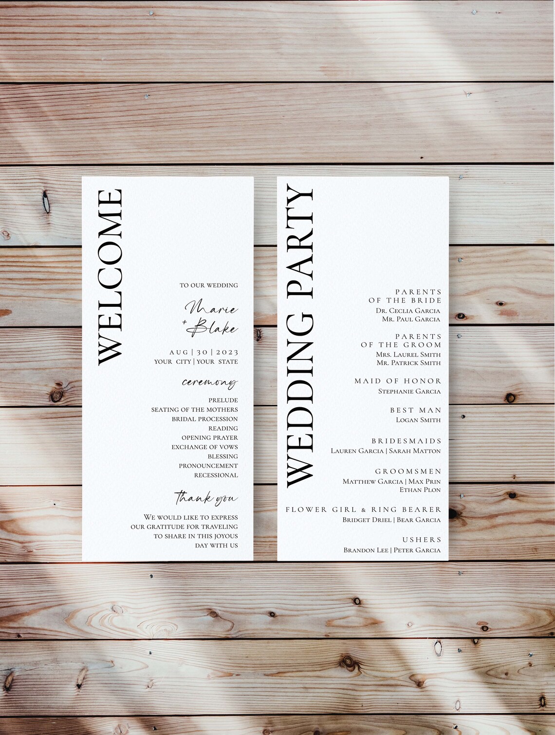 PRINTABLE DIY Wedding Program, Minimalist Editable Ceremony Program ...