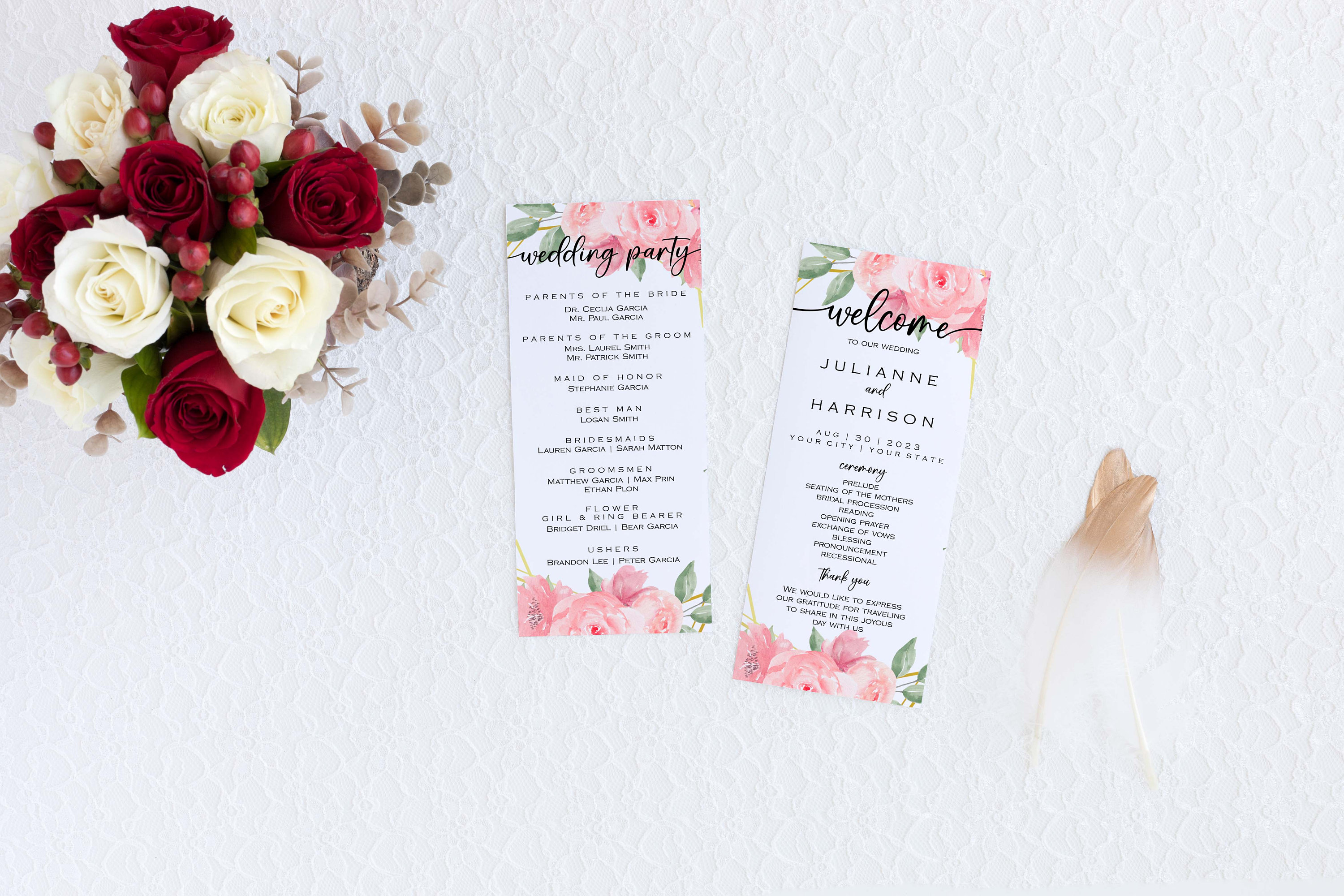 PRINTABLE DIY Wedding Program, Watercolor Blush Florals Editable ...