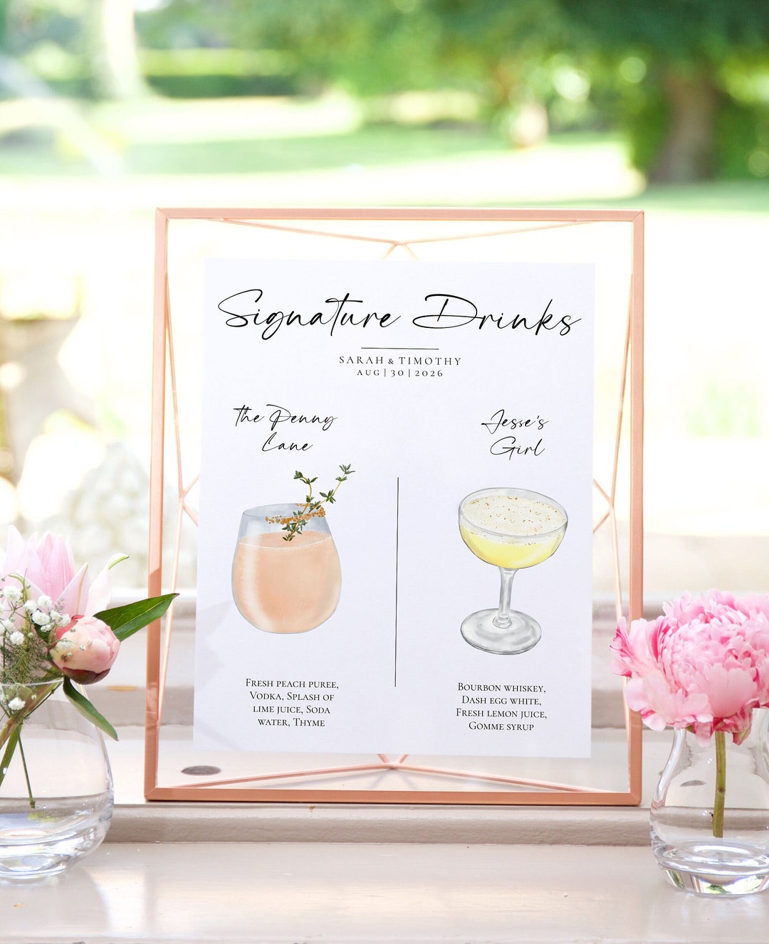 Minimalist Wedding Bar Menu Template, 8x10 Bar Signature Cocktails ...