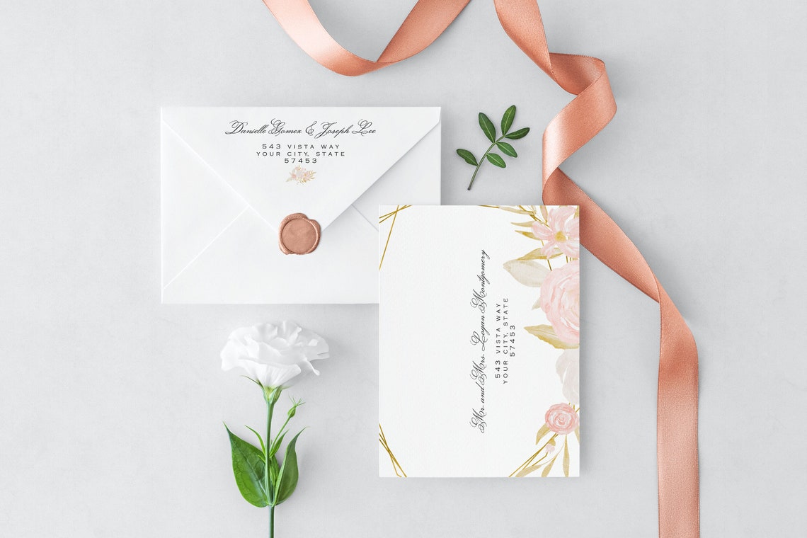 AVA Thank You Cards, Addressed Envelopes, Editable Return Address ...