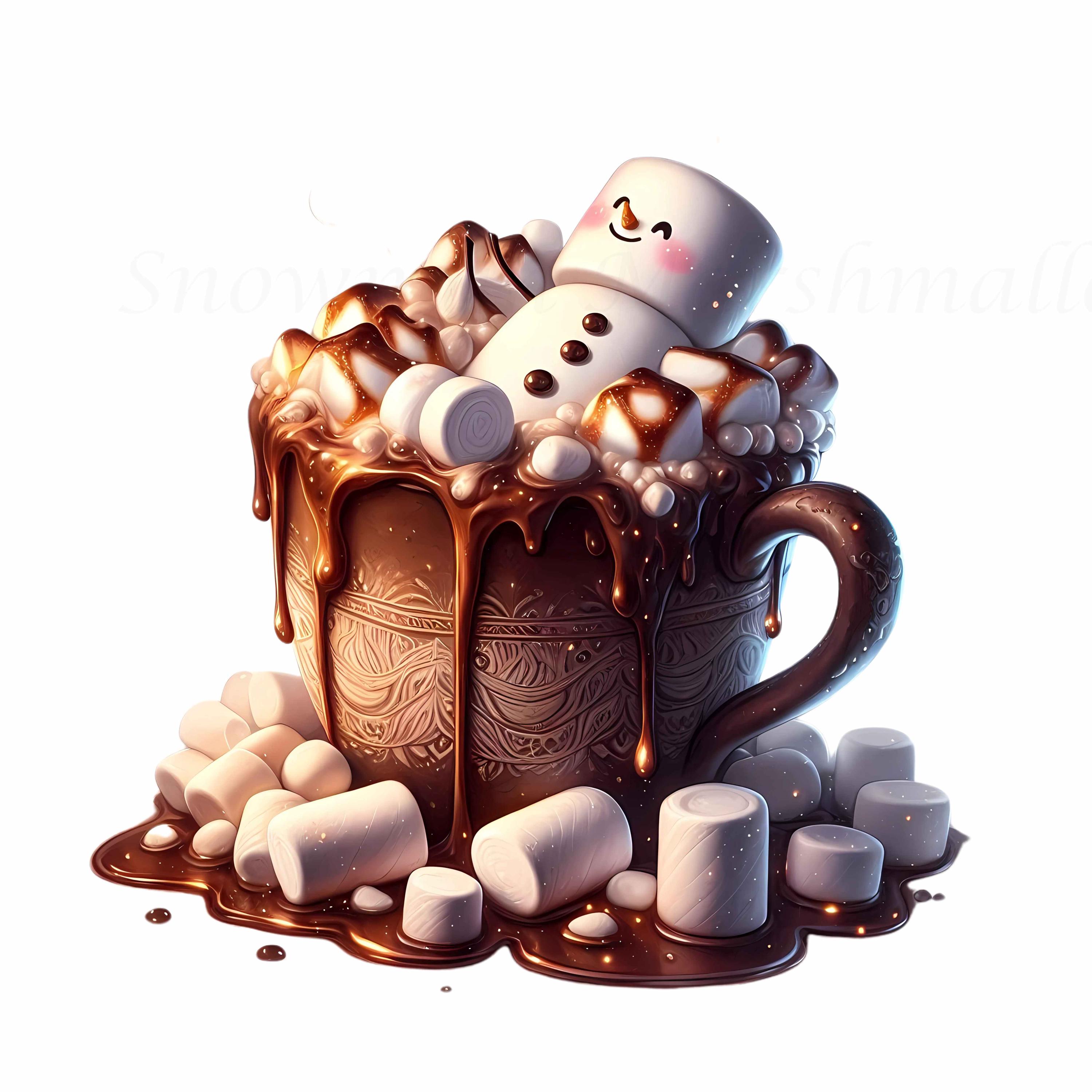 17 Cute Marshmallow Melting Snowman, Overflowing Hot Cocoa, Cozy Winter ...