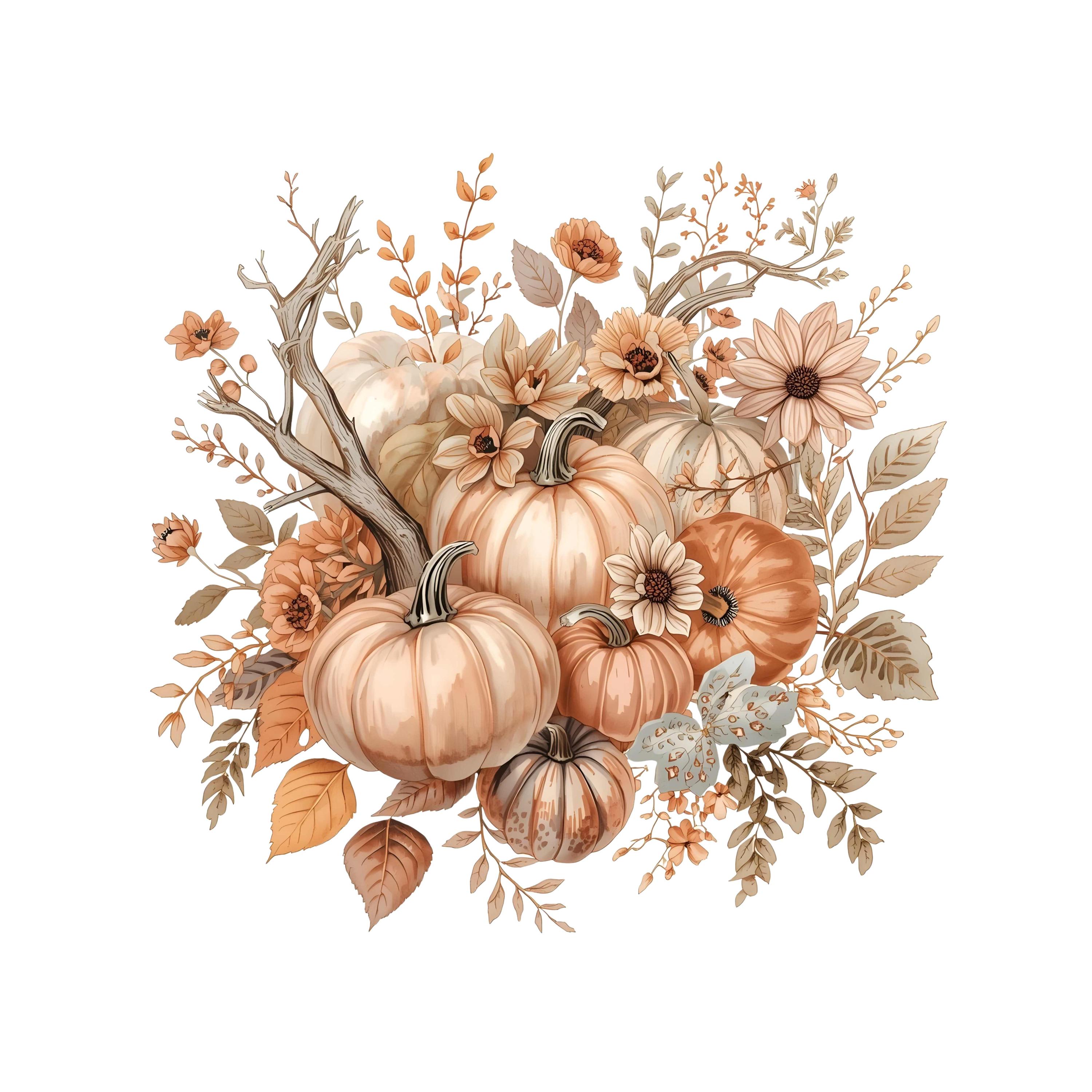 Fall Pumpkin Watercolor Clipart: Autumn Printable Decor (digital ...