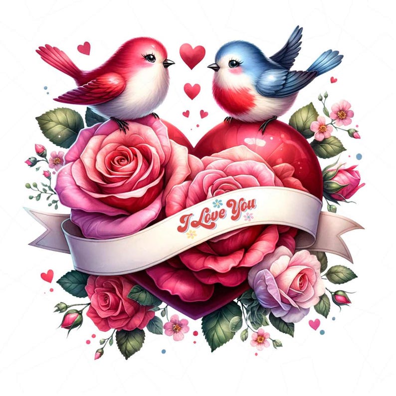 20 Watercolor Love Birds Sublimation, Love Bird Clipart, Valentines ...